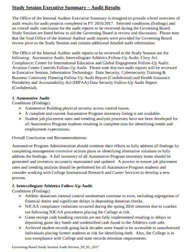 11 Audit Executive Summary Templates In Pdf Ms Word