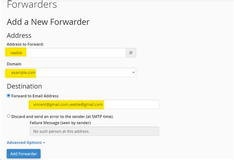 how to add an email forwarder in cpanel veeble hosting