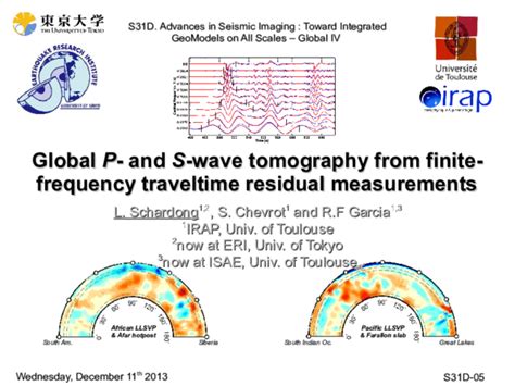 Pdf Global P And S Wave Tomography From Finite Frequency Traveltime Residual Measurements