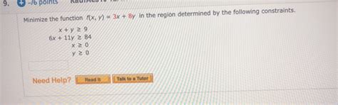 solved minimize the function f x y 3x 8y in the region