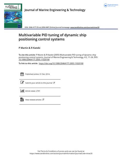 multivariable pid tuning of dynamic ship positioning control systems