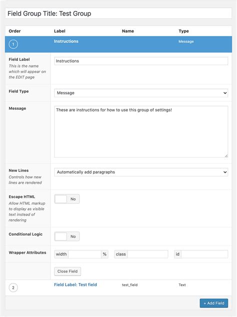 Field Group Description Visible To Field Users Acf Support