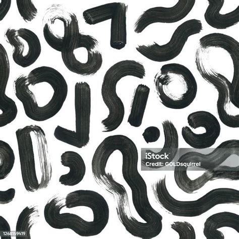 수작업으로 그린 추상 패턴 계단우와 구부러진 선 윤곽점 후크 무한대 파도 벡터의 원 검은 페인트와 자연스러운 브러시 흔적이있는 두꺼운 브러시로 그려진 그림 패턴에 대한 스톡