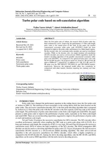 Turbo Polar Code Based On Soft Cancelation Algorithm Wallaa Yaseen Alebady Ahmed Abdulkadhim