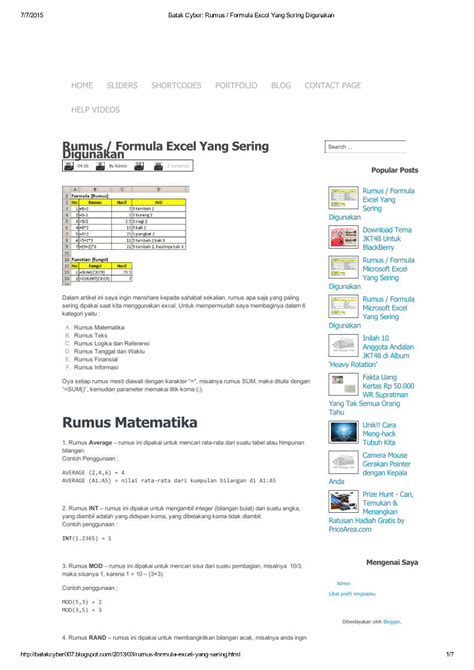 Pdf Rumus Formula Excel Yang Sering Digunakan Dokumen Tips