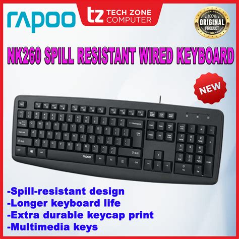 Rapoo Nk2600 Spill Resistant Wired Keyboard Shopee Philippines