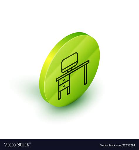 Isometric Line Computer Monitor And Desk Icon Vector Image