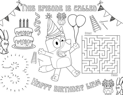 Bluey Birthday Activity Sheet Etsy Australia