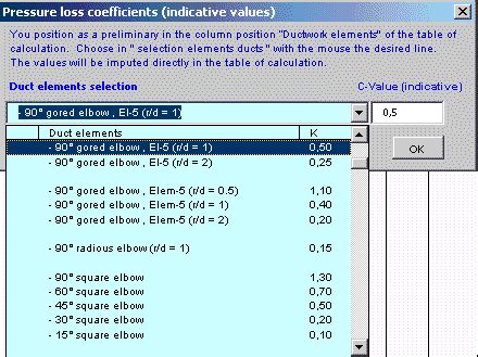 Excel Calculation Sizing Duct Pressure Loss Drop Local Dynamic Factor