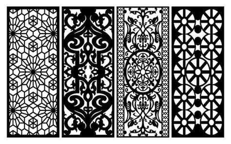 레이저 및 Cnc 절단을 위한 기하학적 패턴과 꽃 패널이 있는 장식 이슬람 템플릿 프리미엄 벡터