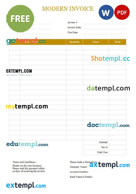 Free Free Modern Invoice Fake Template In Word And Pdf Format