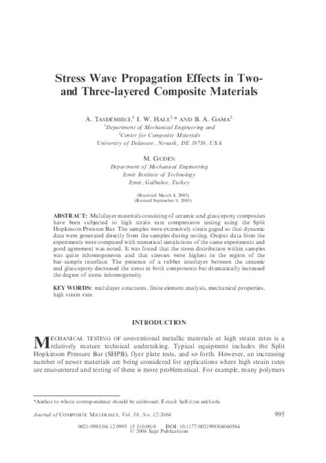 Pdf Stress Wave Propagation Effects In Two And Three Layered Composite Materials