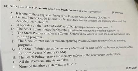 Solved A Select All False Statements About The Stack Chegg