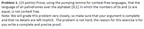 Solved Problem Points Prove Using The Pumping Lemma Chegg