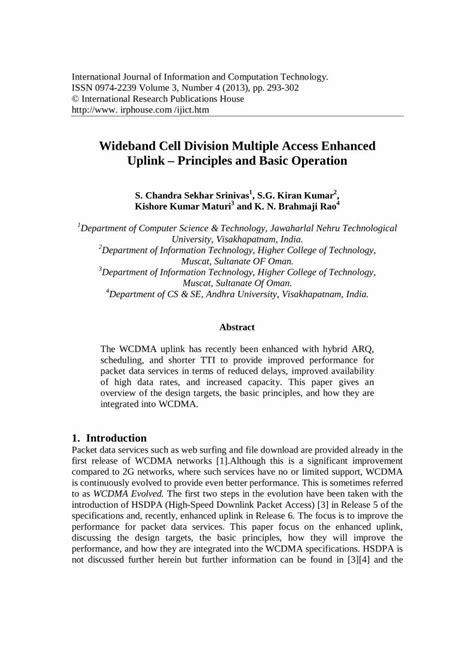 Pdf Wideband Cell Division Multiple Access Enhanced Uplink Ijictspl09
