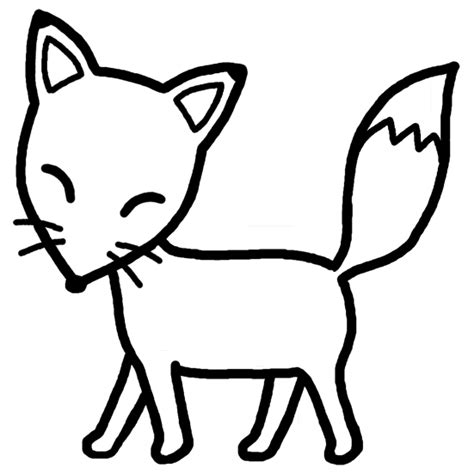 キツネ狐 白黒 陸の動物の無料イラスト ミニカットクリップアート素材