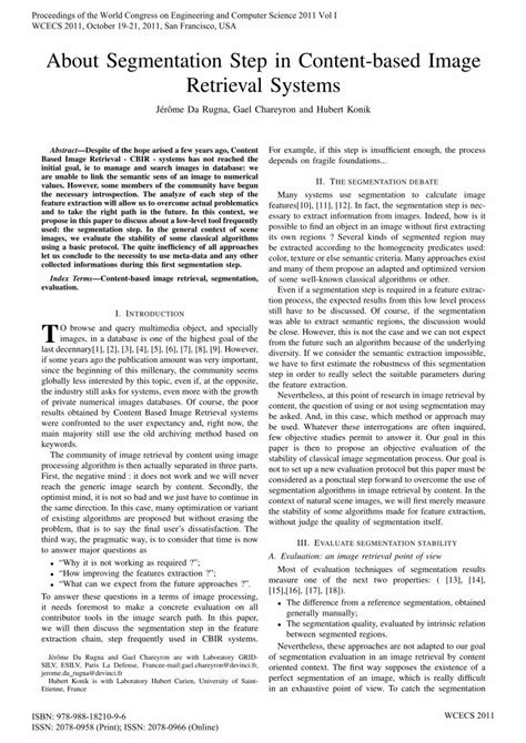 Pdf About Segmentation Step In Content Based Image Retrieval