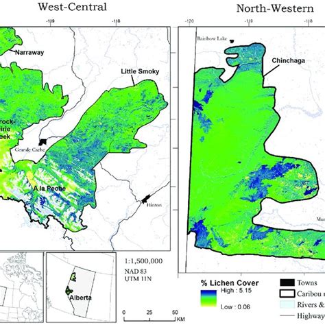 Map Of Predicted Terrestrial Lichen Cover Predicted Terrestrial Lichen