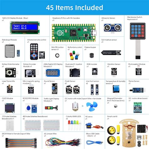 Kits Para Raspberry Pi Pico Kit Avanzado De Sensor Elecrow Para