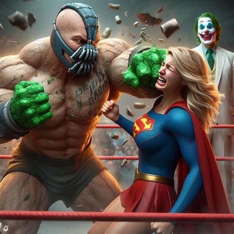 Bane With Kryptonite Fists Punching Supergirl By Supergirldominated On