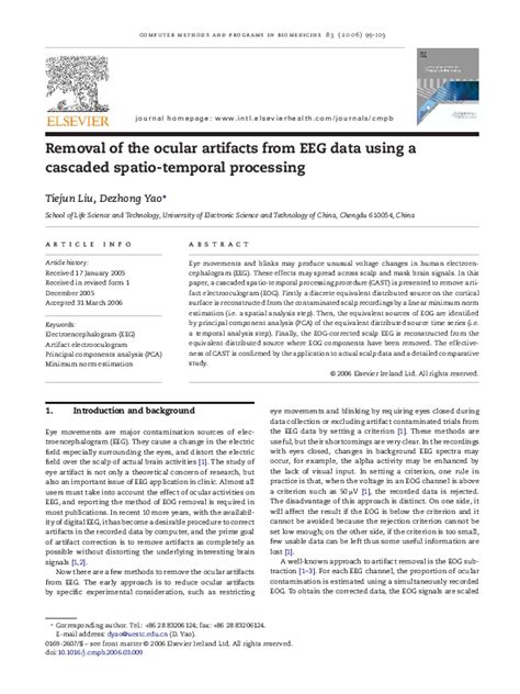 Pdf Removal Of The Ocular Artifacts From Eeg Data Using A Cascaded