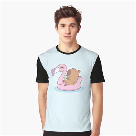 Cute Capybara Chilling On Pink Flamingo Pool Float Sticker For Sale