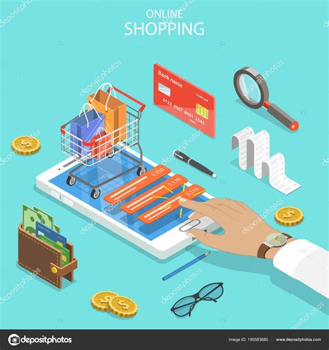 Online Shopping Flat Isometric Vector Concept Stock Vector By ©tarik Vision 195583680