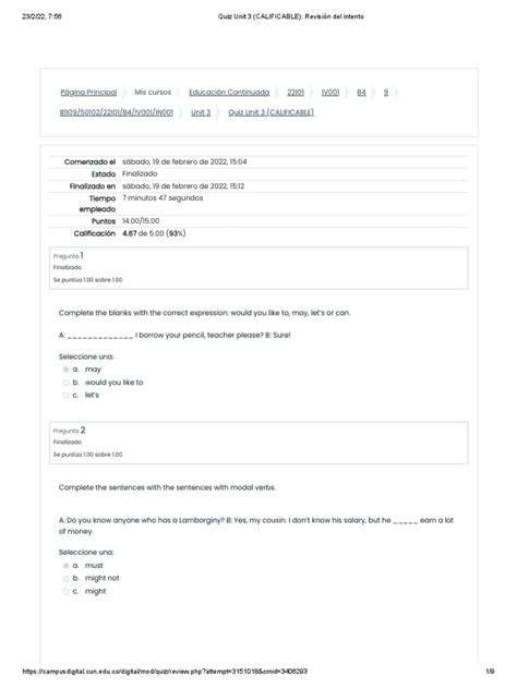 Quiz Unit 3 Calificable Revisión Del Intento Quiz 3 Ultimo Modulo Pdf Dress Clothing
