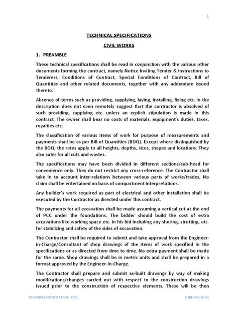 10 Technical Specification Civil Pdf Pdf Specification Technical