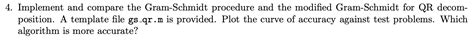 Solved 4 Implement And Compare The Gram Schmidt Procedure Chegg