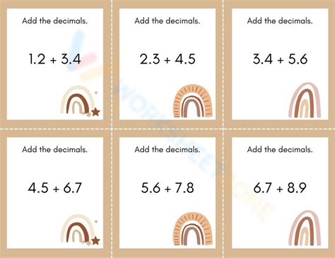 Adding Decimals Math Worksheet Flashcards Worksheet