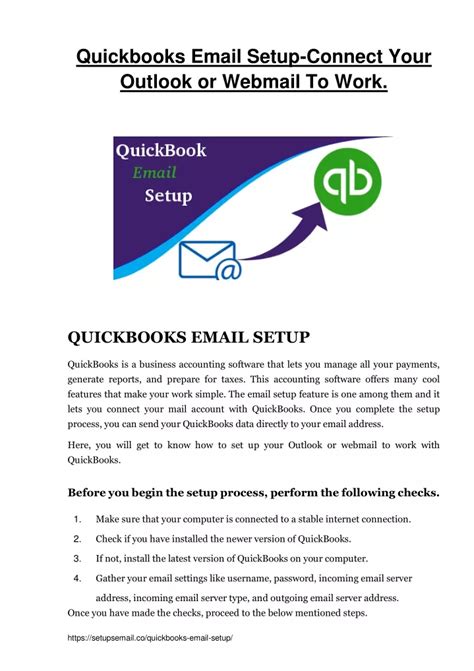 PPT Quickbooks Email Setup Connect Your Outlook Or Webmail To Work PowerPoint Presentation