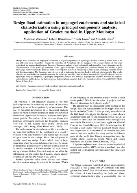 Pdf Design Flood Estimation In Ungauged Catchments And Statistical Characterization Using