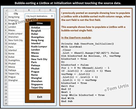 Tom Urtis On Linkedin Bubble Sorting A Listbox At Initialization Without Touching The Source
