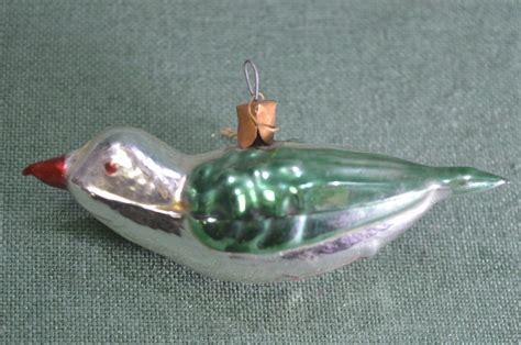 Купить Елочная новогодняя игрушка Птица птичка Стекло Германия ГДР периода СССР в интернет