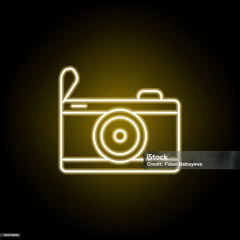네온 스타일의 카메라 아이콘입니다 여행 그림의 요소입니다 기호와 기호는 웹 로고 모바일 앱 Ui Ux에 사용할 수 있습니다 가정용 캠코더에 대한 스톡 벡터 아트 및 기타