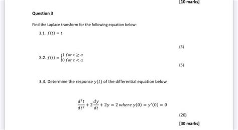 Solved Find The Laplace Transform For The Following Equation Chegg