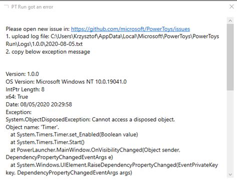 Cannot Access A Disposed Object After Start · Issue 5675 · Microsoftpowertoys · Github