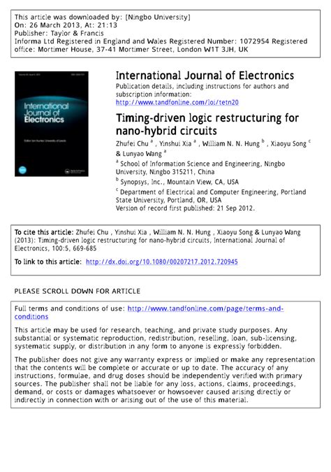 Pdf Timing Driven Logic Restructuring For Nano Hybrid Circuits