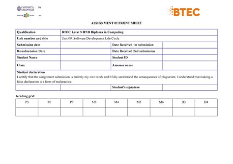 1631 Sdlc Assignment 2 Assignment 02 Front Sheet Qualification Btec Level 5 Hnd Diploma In