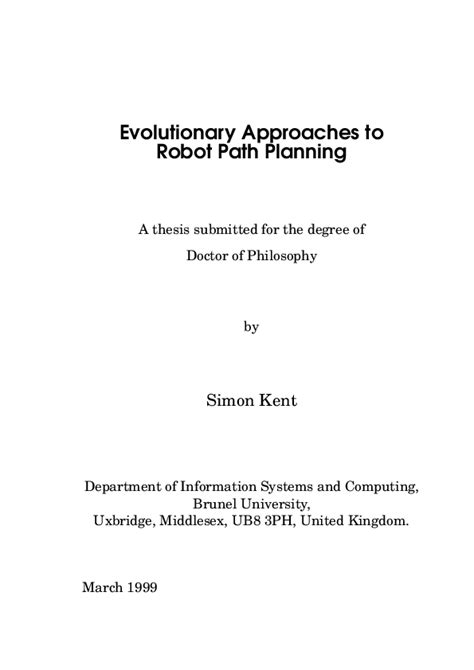 Pdf Evolutionary Approaches To Robot Path Planning