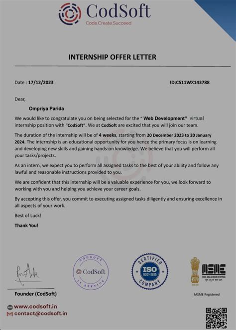 Webdeveloper Intern Codsoft Priya Parida