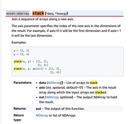 Mxnet Ndarray Stack PLEASE UPDATE DOC Issue 11925 Apache Mxnet