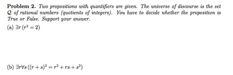 Solved Problem 2 Two Propositions With Quantifiers Are