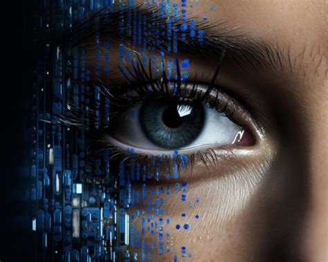 Premium Ai Image A Close Up Of A Womans Eye With Binary Code On It