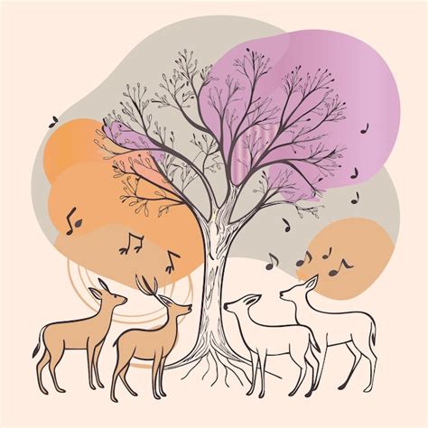 Um Desenho De Um Cervo Sob Uma árvore Com As Palavras Cervo Citado