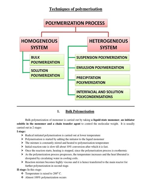 Unit 1 Techniques Of Polymerization Pdf Polymerization Polymers