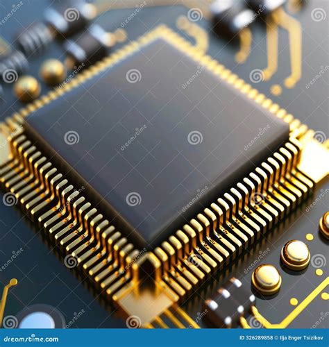 Hyper Realistic Close Up Of Computer Chip With Soft Glowing Circuits For Detailed Visualization