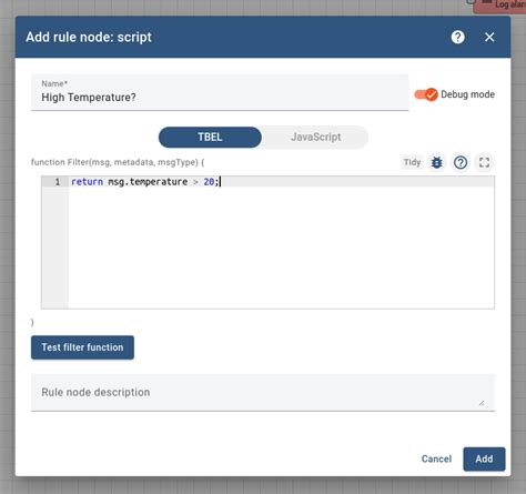 Filter Nodes Thingsboard Cloud