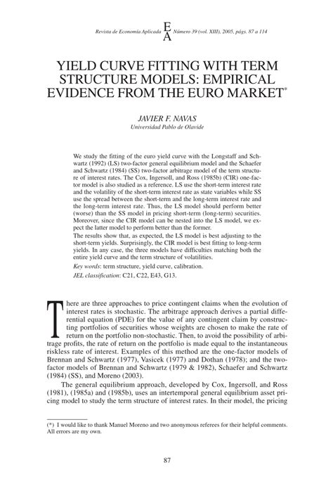 pdf yield curve fitting with term structure models empirical